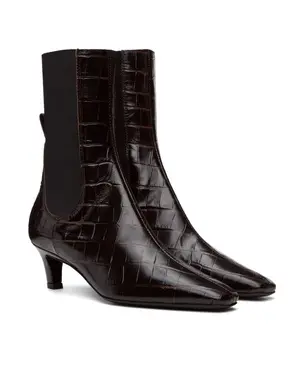 TOTEME Embossed Pointed Toe Boots - Black