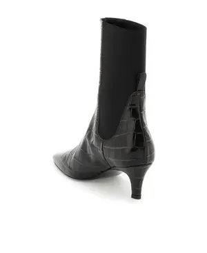 TOTEME Embossed Pointed Toe Boots - Black