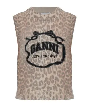GANNI Graphic Jumper - Leopard Print