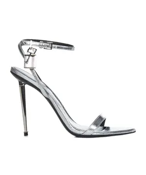 TOM FORD Padlock Detail Stiletto Sandals - Silver