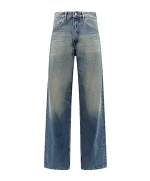 MAISON MARGIELA Logo-patch Wide-leg Jeans - Gray