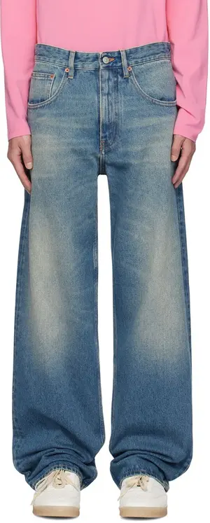 MAISON MARGIELA Logo-patch Wide-leg Jeans - Gray