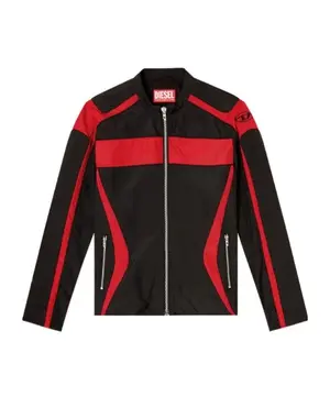 DIESEL® Colorblock Biker Jacket - Black/red