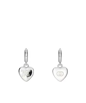 Gucci Blind For Love" Heart Hoop Earrings - Silver