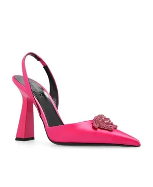 Versace La Medusa Pointed Toe Slingbacks