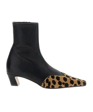 Khaite 40mm Nevada Hyena-print Square Toe Boots - Black