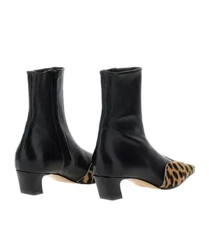 Khaite 40mm Nevada Hyena-print Square Toe Boots - Black