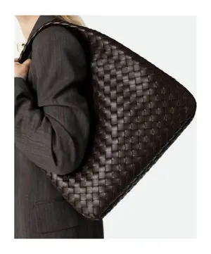 Bottega Veneta Large Campana Intrecciato Shoulder Bag - Fudge Color