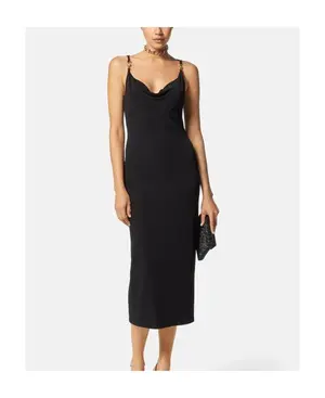 Versace Medusa Cowl Neck Midi Dress