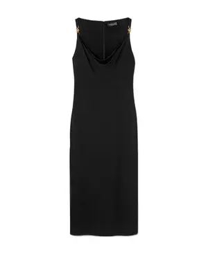 Versace Medusa Cowl Neck Midi Dress - Black