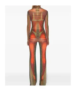 JEAN PAUL GAULTIER Optical Print Flared Trousers - Multicolor