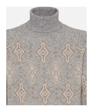 Brunello Cucinelli Geometric Jacquard Turtleneck Knit Jumper