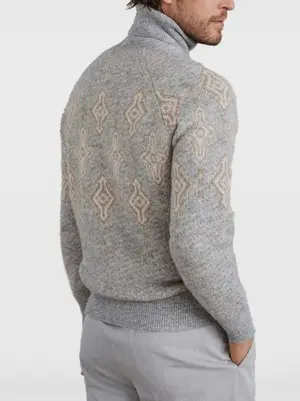 Brunello Cucinelli Geometric Jacquard Turtleneck Knit Jumper