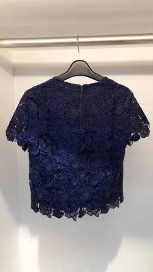 Sportmax Short Sleeve Lace Top - Black