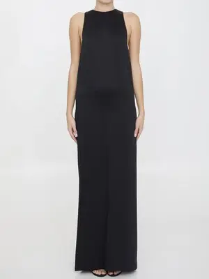 Saint Laurent Sleeveless Maxi Dress With Back Bow Detail - Black