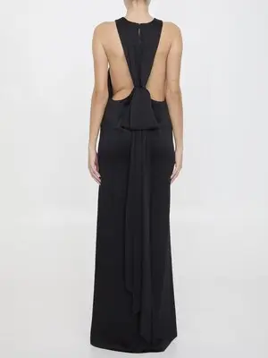 Saint Laurent Sleeveless Maxi Dress With Back Bow Detail - Black