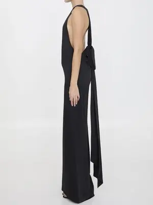 Saint Laurent Sleeveless Maxi Dress With Back Bow Detail - Black