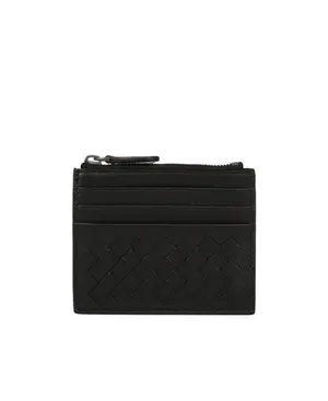 Bottega Veneta Intrecciato Weave Cardholder - Black