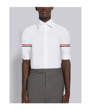 Thom Browne Rwb Stripe Short-sleeved Polo Shirt