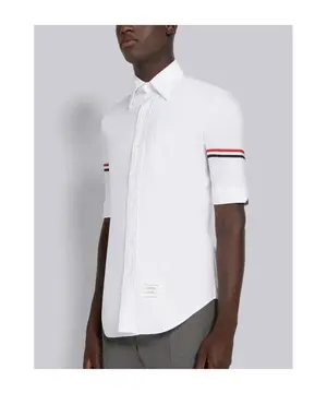 Thom Browne Rwb Stripe Short-sleeved Polo Shirt