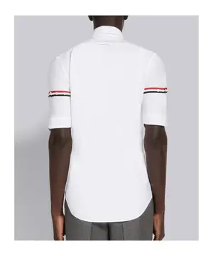 Thom Browne Rwb Stripe Short-sleeved Polo Shirt