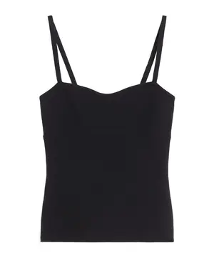 Max Mara Spaghetti Strap Sweetheart Neck Top - Black