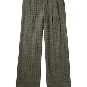 Celine Plaid Wide-leg Trousers