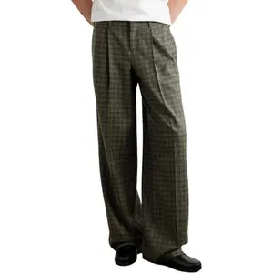 Celine Plaid Wide-leg Trousers