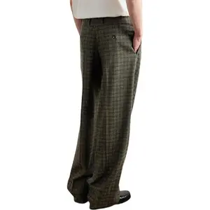Celine Plaid Wide-leg Trousers