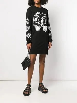 Alexander McQueen Monster Pattern Printed Mini Dress