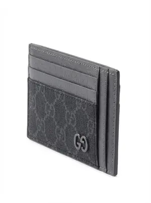 Gucci Grey Trim Gg Card Case - Black/gray