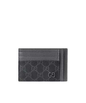 Gucci Grey Trim Gg Card Case - Black/gray