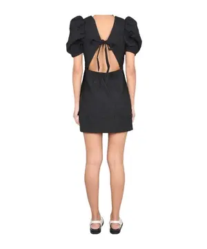 Baum Und Pferdgarten Puff Sleeve Dress With Open Back And Tie Details