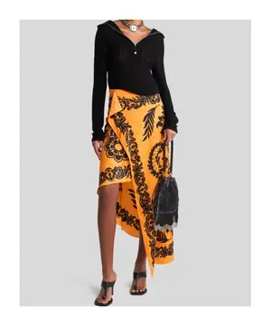 Etro Stencil Floral Printed Asymmetric Wrap Skirt