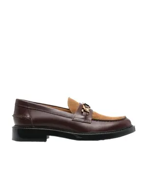 TOD'S Logo Plaque Round Toe Loafers - Black