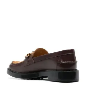 TOD'S Logo Plaque Round Toe Loafers - Black