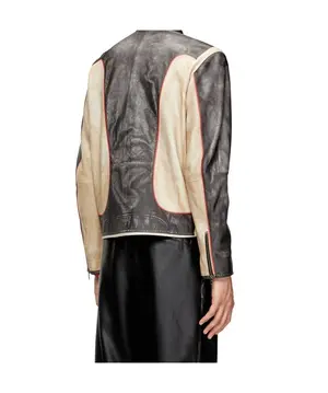 DIESEL® Leather Biker Jacket - Beige/black