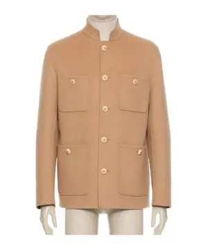 Valentino Garavani Button-up Stand Collar Jacket - Nude