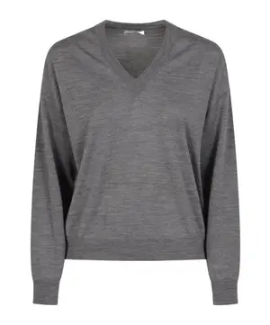 Peserico V-neck Long Sleeve Jumper - Gray