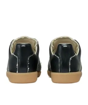 MAISON MARGIELA Replica Lace-up Sneakers With Textured Gum Sole - Black