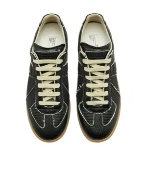MAISON MARGIELA Replica Lace-up Sneakers With Textured Gum Sole - Black