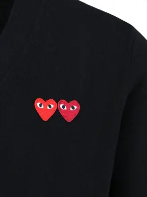 Play Comme Des Garcon Heart-patch Knitted Cardigan - Black
