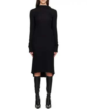 TOTEME High Neck Cape Effect Dress - Black