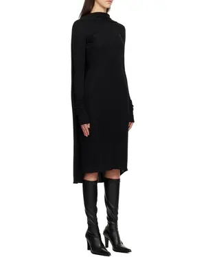 TOTEME High Neck Cape Effect Dress - Black