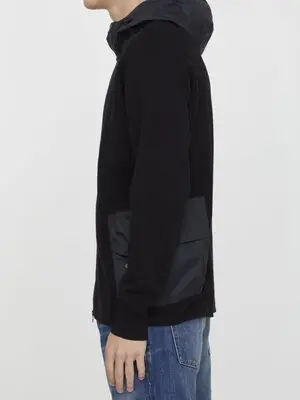 C.P. COMPANY Logo-printed Zipped Fleece Hoodie - Black