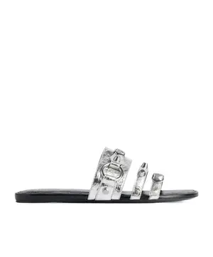 Balenciaga City Flat Mules With Studs - Silver