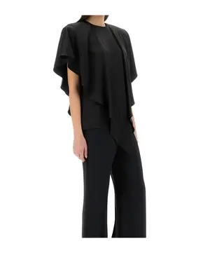 Stella McCartney Asymmetrical Layered Lightweight Satin Blouse - Black