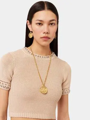 Rabanne Polished Drop Earrings With Medallion Detail