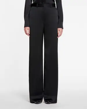 LANVIN High Waist Wide Leg Tailored Trousers - Black