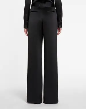 LANVIN High Waist Wide Leg Tailored Trousers - Black